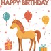 Printable Happy Birthday Horse Birthday Card - Digital Download - PNG ...