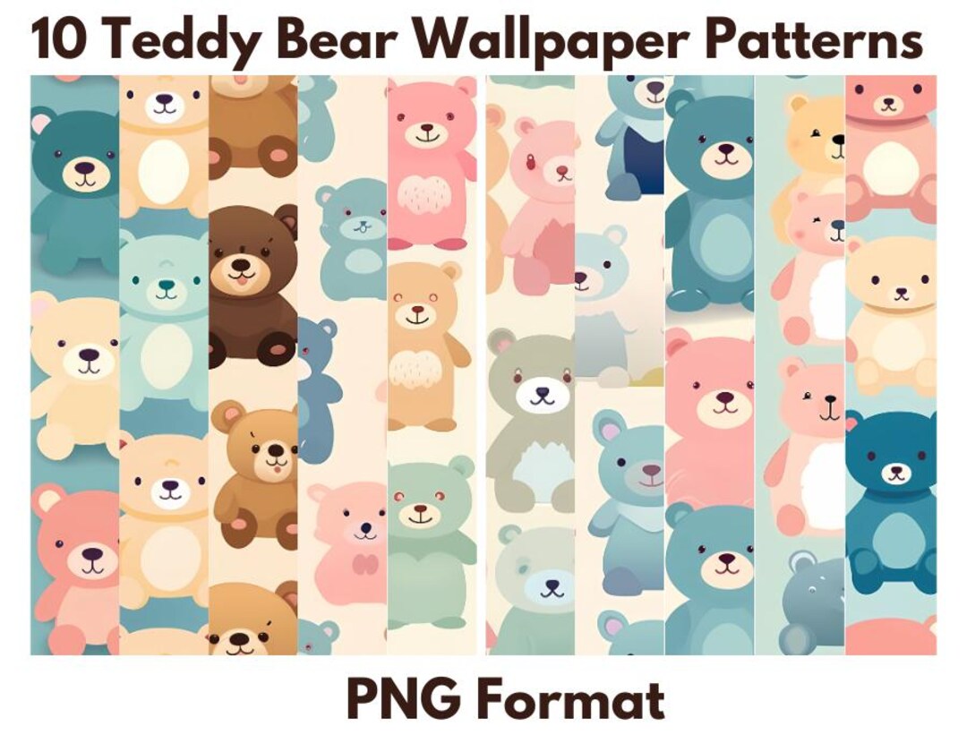 10 Teddy Bear Wallpaper Patterns - PNG Format - Etsy