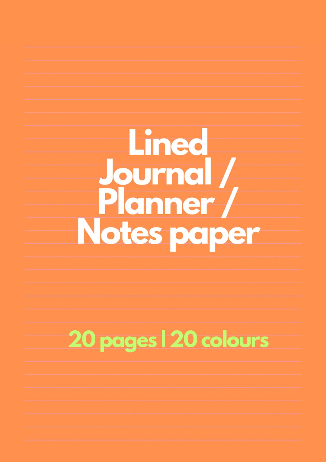 A4 Lined Journal | Notes | Planner PDF. 20 Pages. 20 Colours. - Etsy