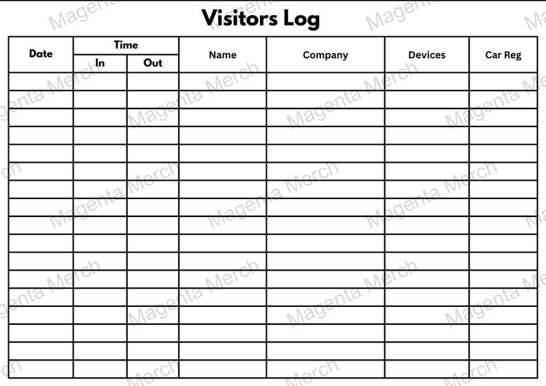 Printable Visitor Log - A4 & US Letter PDF Format - Etsy