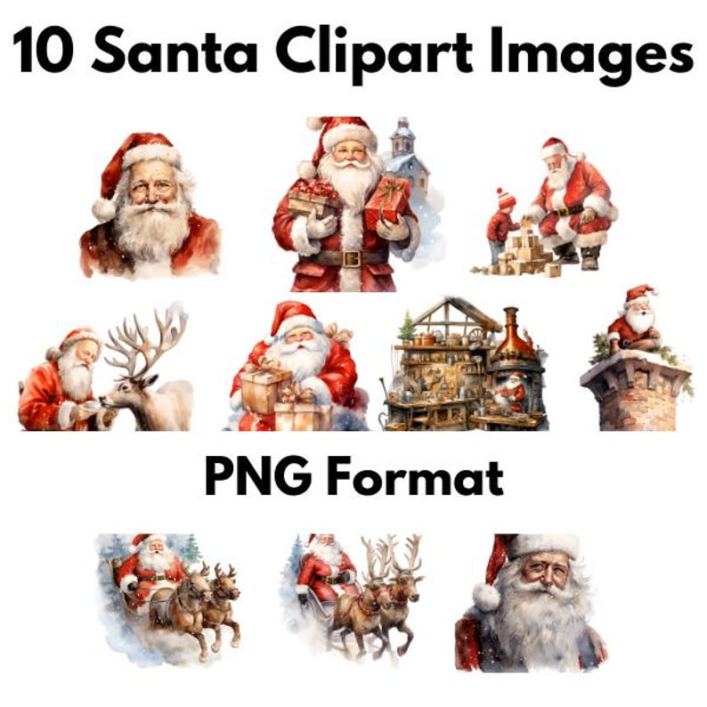 10 Santa Christmas Clipart Images - PNG Format - Etsy