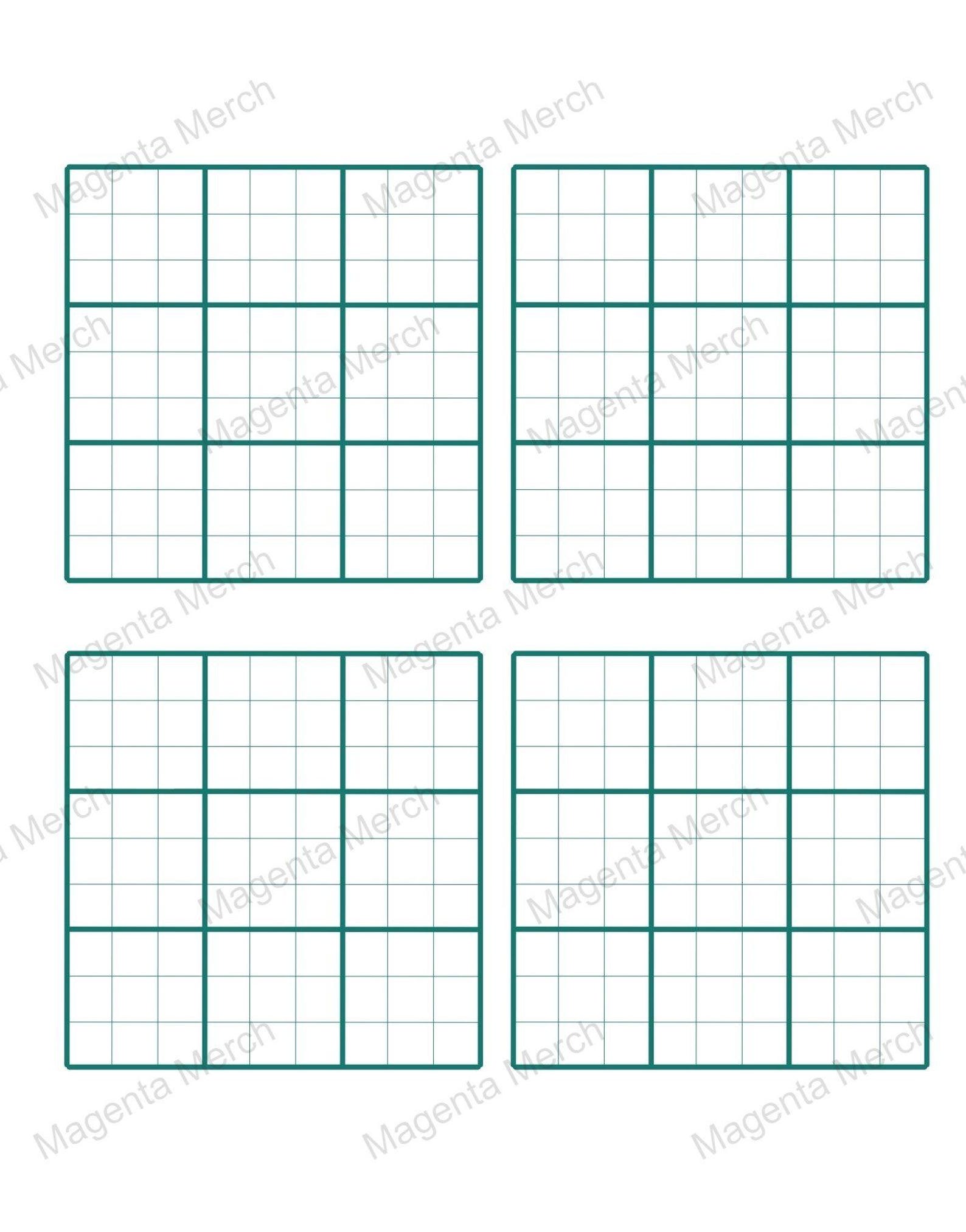 Printable Blank Sudoku Sheets - 1, 2, 4 & 6 Grids - PDF Format - Etsy