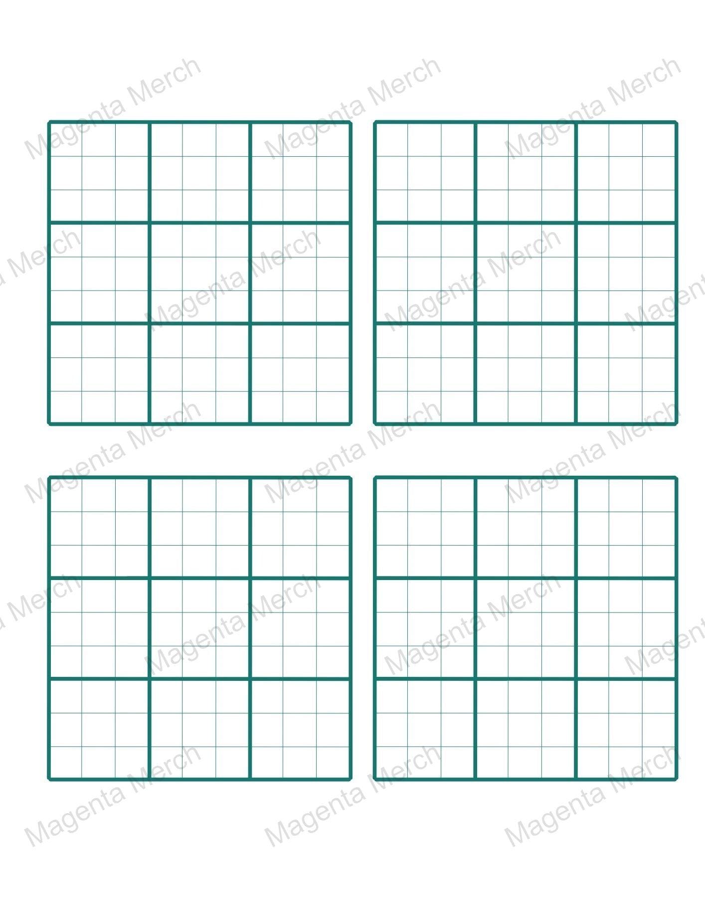 Printable Blank Sudoku Sheets - 1, 2, 4 & 6 Grids - A0, A1, A2, A3, A4 ...