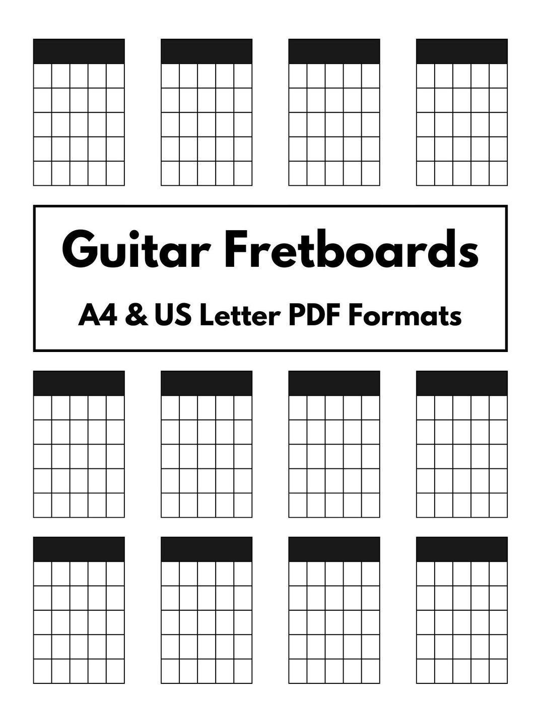 Printable Six String Guitar Fretboards - A4 & US Letter PDF Formats - Etsy