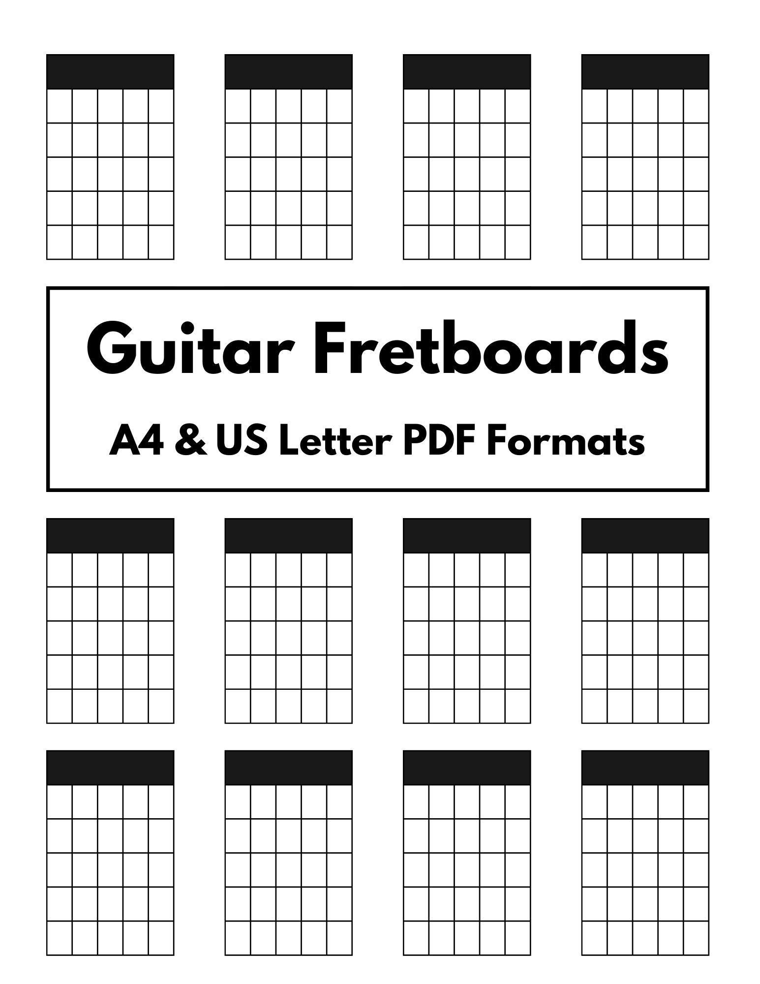 Printable Six String Guitar Fretboards A4 & US Letter PDF Formats - Etsy