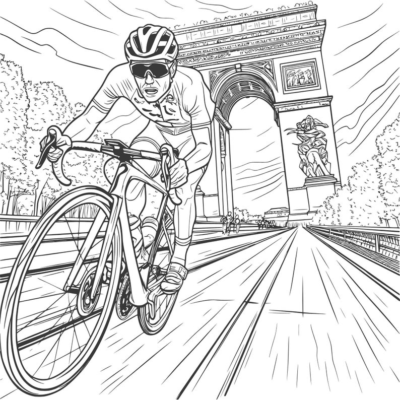10 Cycling Tour De France Colouring Coloring Pages A4 PDF - Etsy