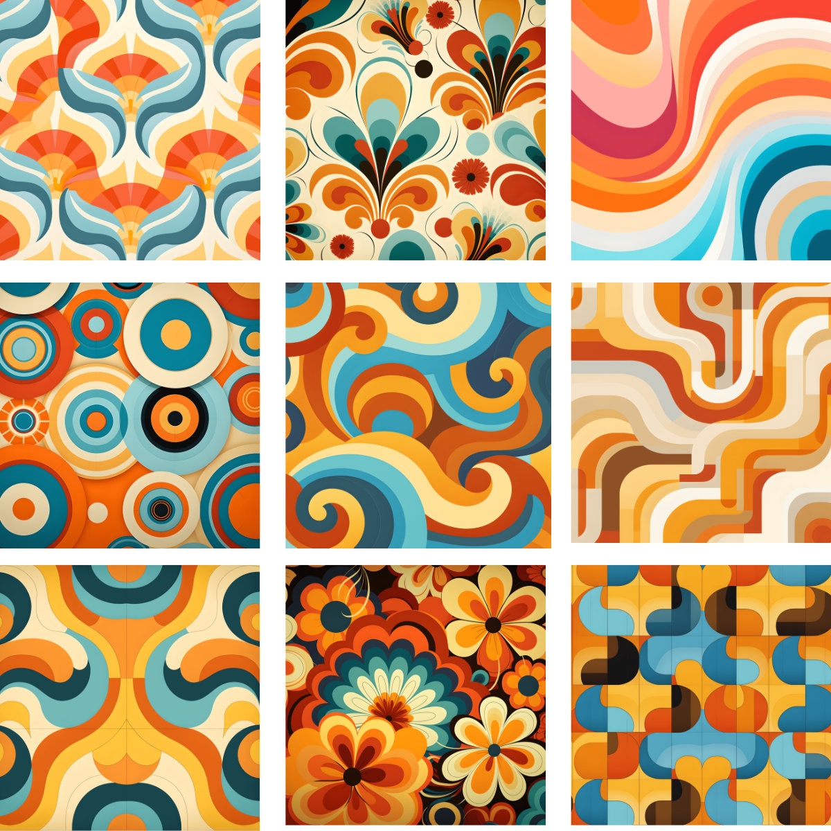 12 1970s Wallpaper Patterns - PNG Format - Etsy UK
