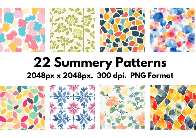 22 Summery Patterns - PNG Format - Etsy
