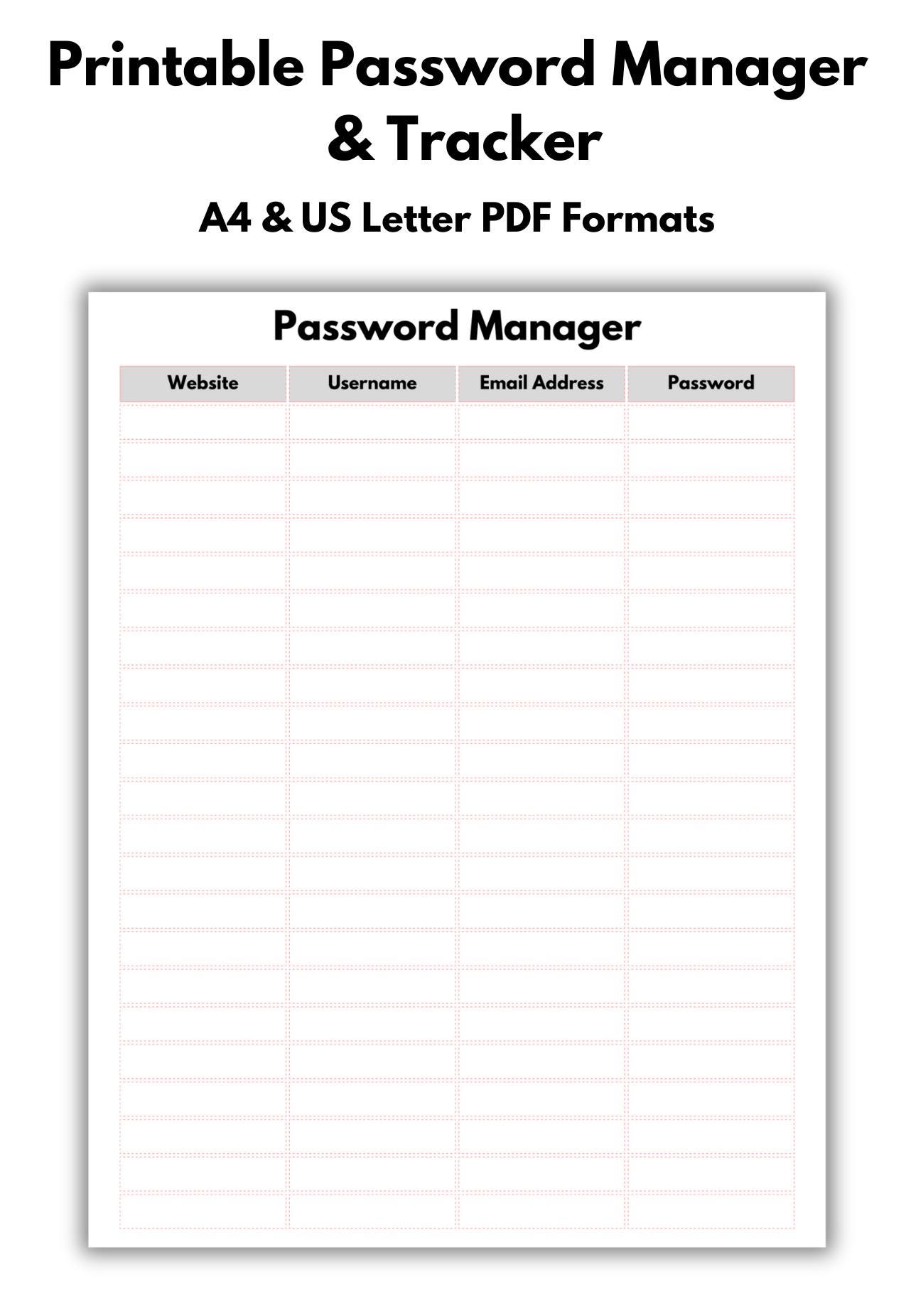 Printable Web Password Log PDF - Etsy