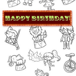 Printable Circus Happy Birthday Card - A4 & US Letter Formats - Etsy