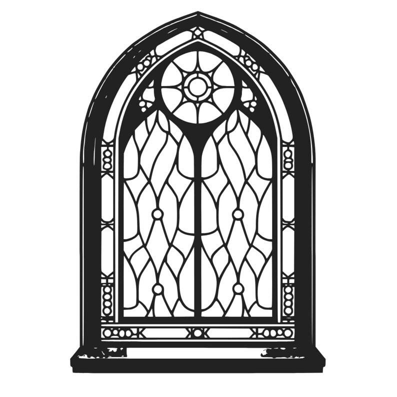 20 Monochrome Stained Glass Windows - PNG, JPG & SVG Formats - Etsy