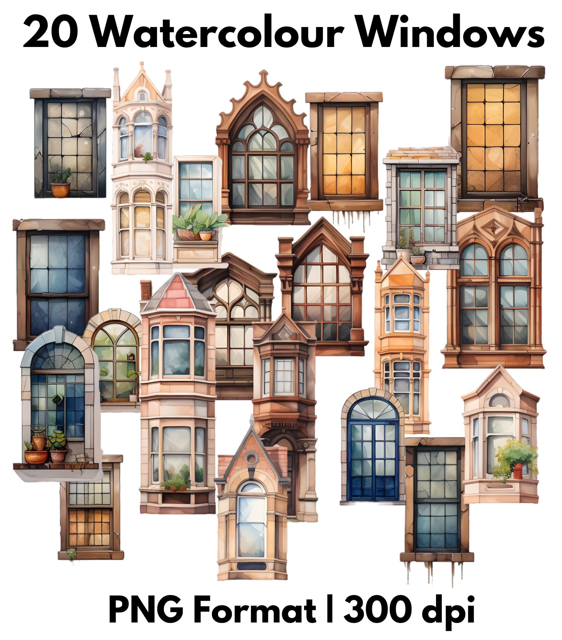 20 Watercolour Windows Clipart - PNG Format - Etsy