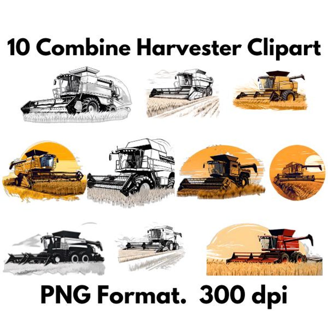 10 Combine Harvester Digital Images - PNG Format - Etsy