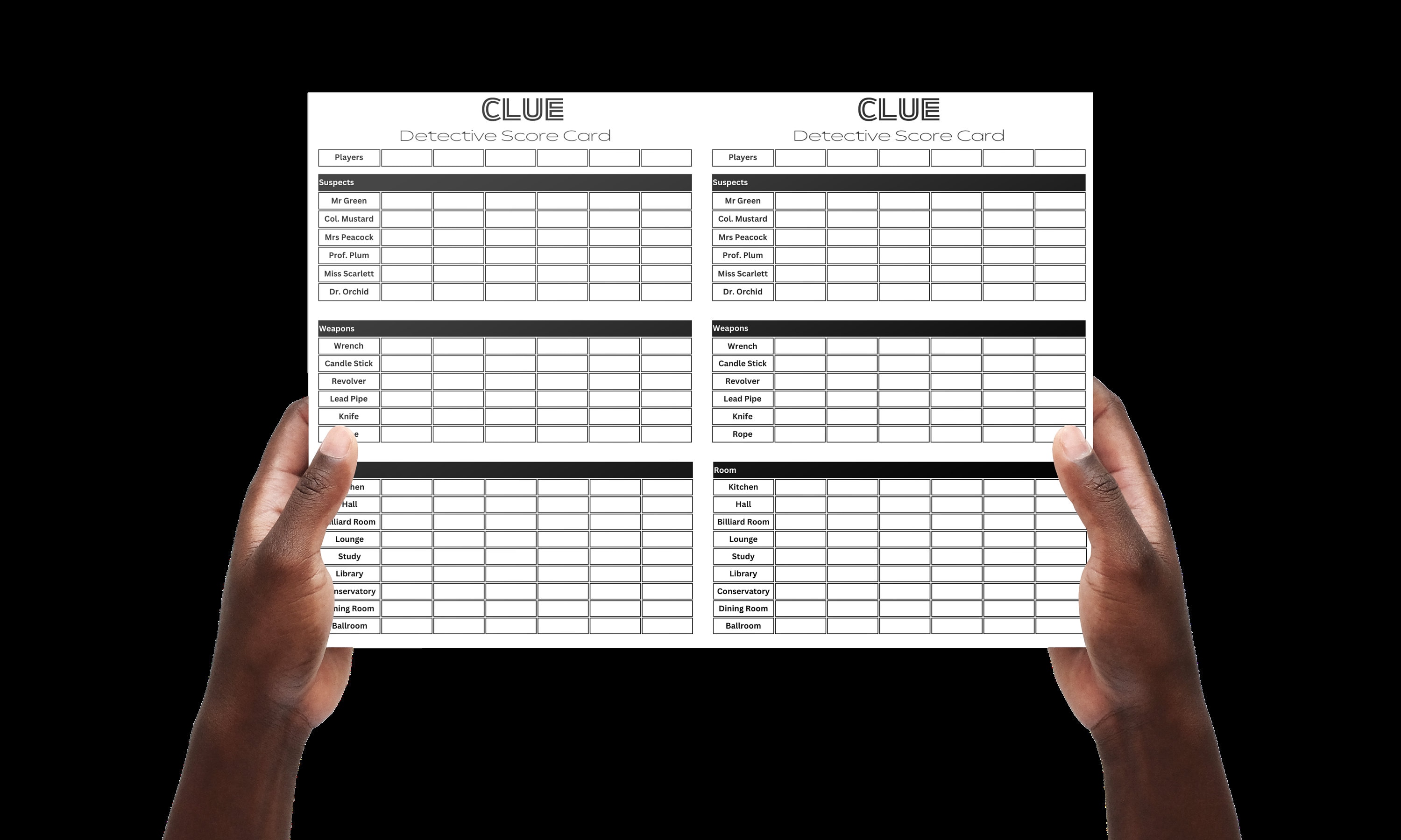 Printable Replacement Score Sheets Compatible With Clue & Cluedo - A4 ...