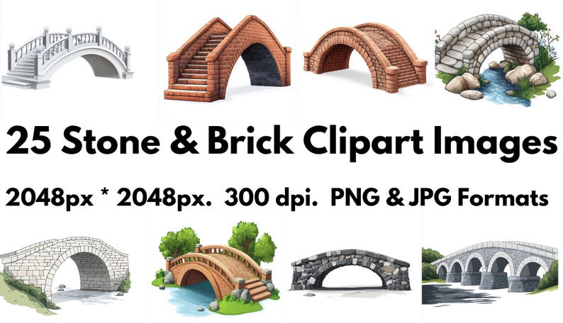 25 Stone and Brick Bridges Clipart Images - PNG & JPG Formats - Etsy