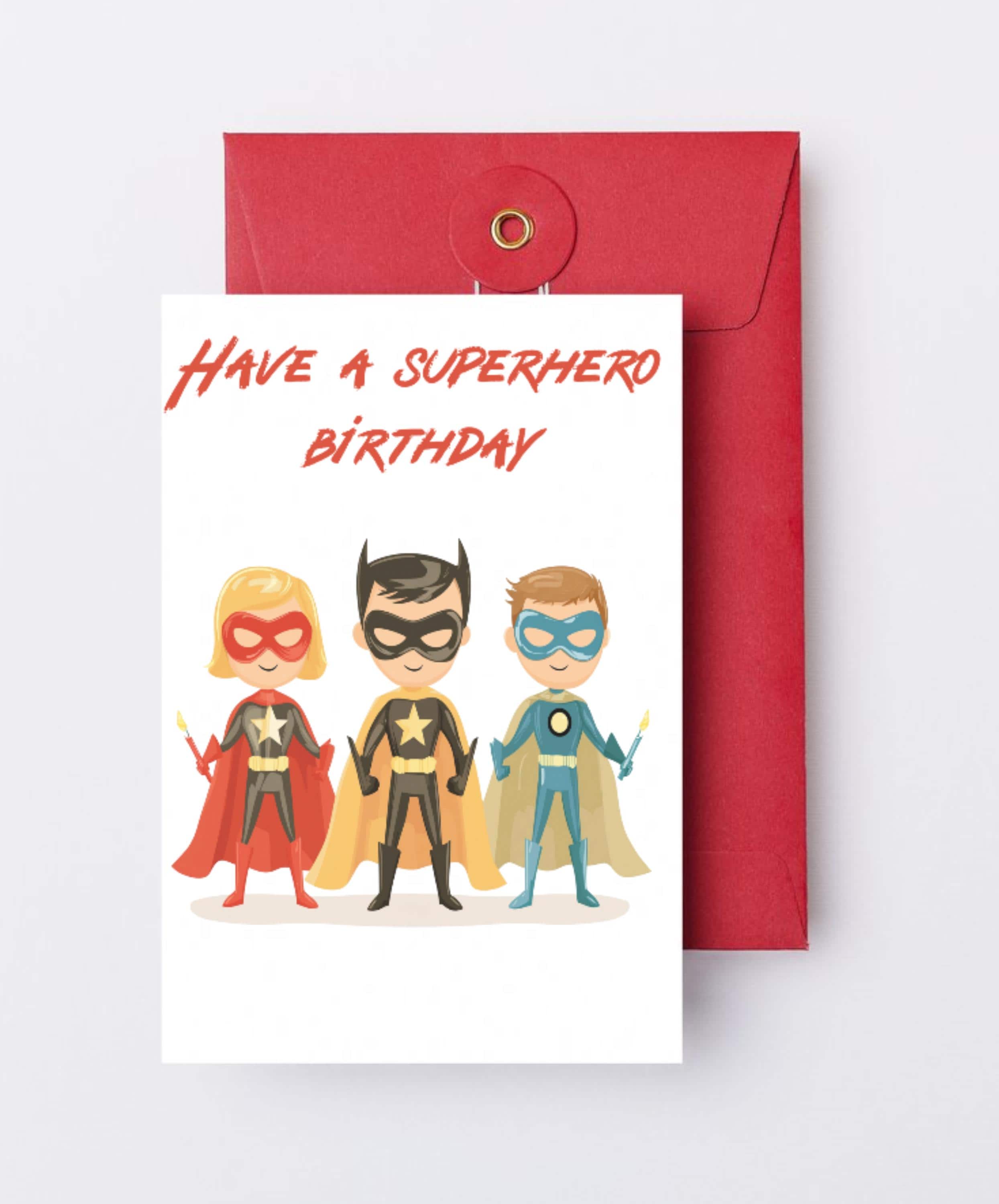Printable Superheroes Happy Birthday Card Digital Download - A4 and US ...