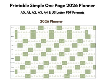 Printable 2026 Calendar - A0, A1, A2, A3, A4 & US Letter PDF Formats - Etsy