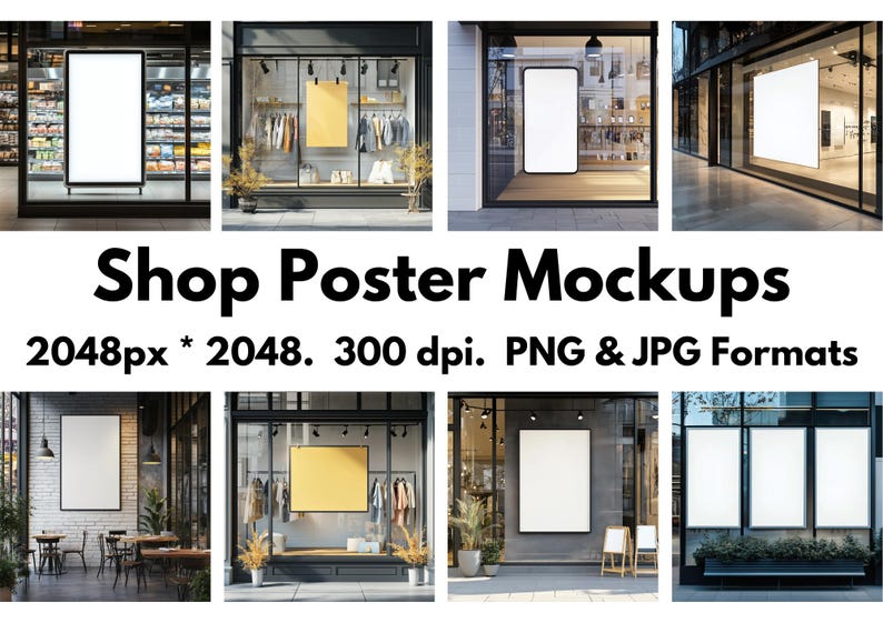 25 Shop Poster Mockups - PNG & JPG Formats - Etsy