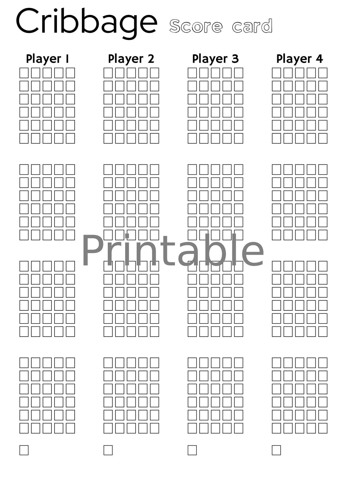 Printable Replacement Score Card Compatible With Cribbage A4 and US ...