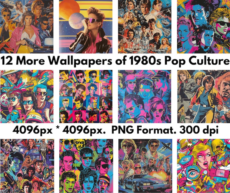 12 More 1980s Pop Culture Wallpapers - PNG Format - Etsy Australia