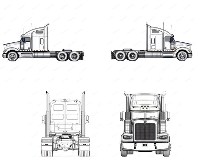 8 American Truck Technical Drawings - PNG Format - Etsy