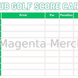 Printable Pub Golf Score Card - A4 PDF - Etsy