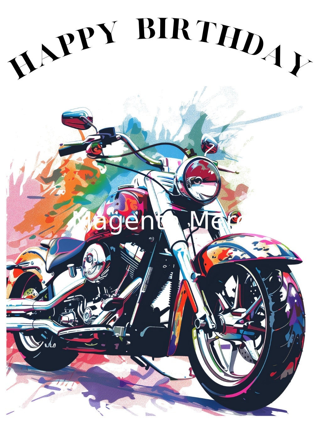 Printable Biker Happy Birthday Card - A4 & US Letter Pdfs - Etsy
