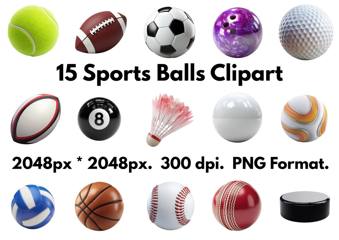 15 Sports Balls Clipart - PNG Format - Etsy