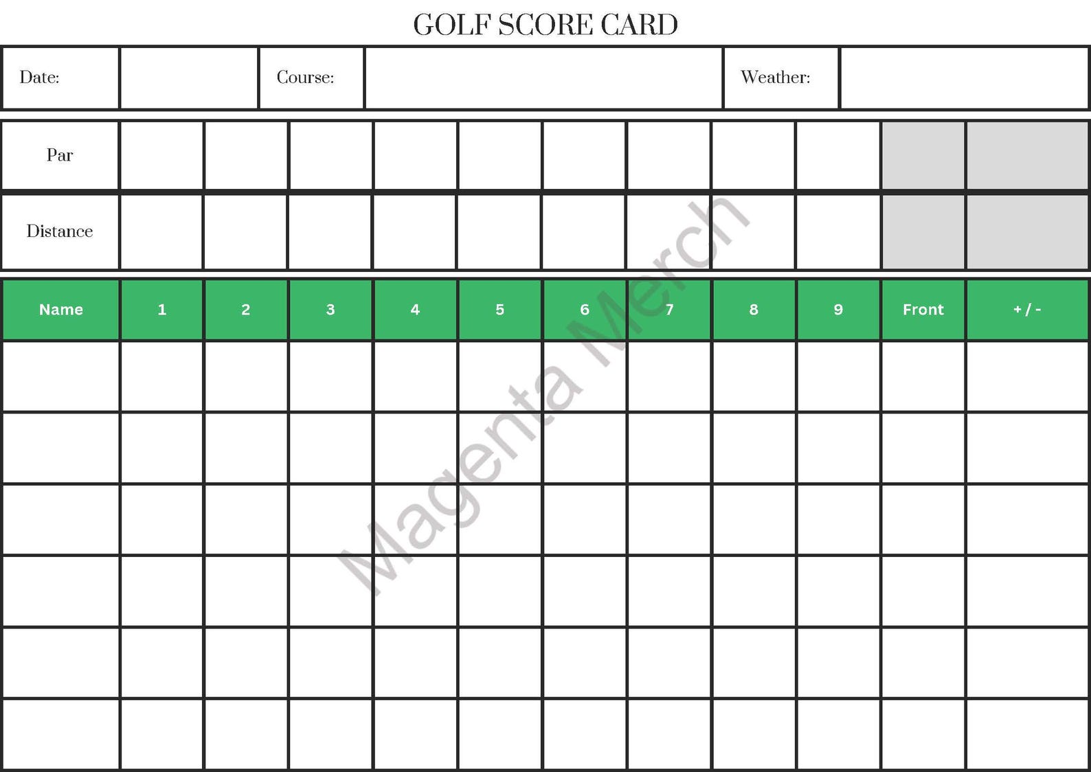 Printable 18 Hole Golf Score Card - PDF Formats - Etsy
