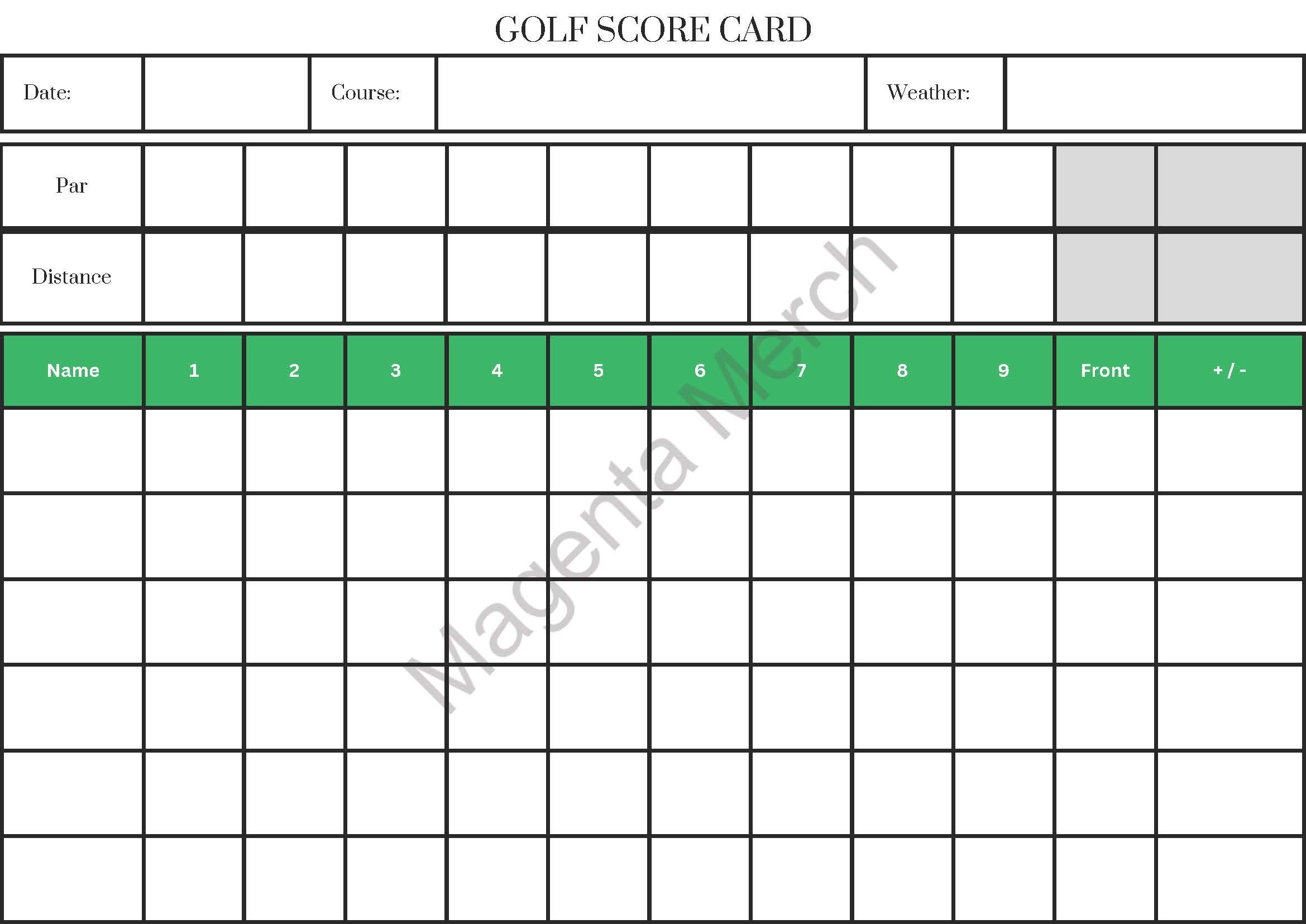 Printable 18 Hole Golf Score Card - PDF Formats - Etsy