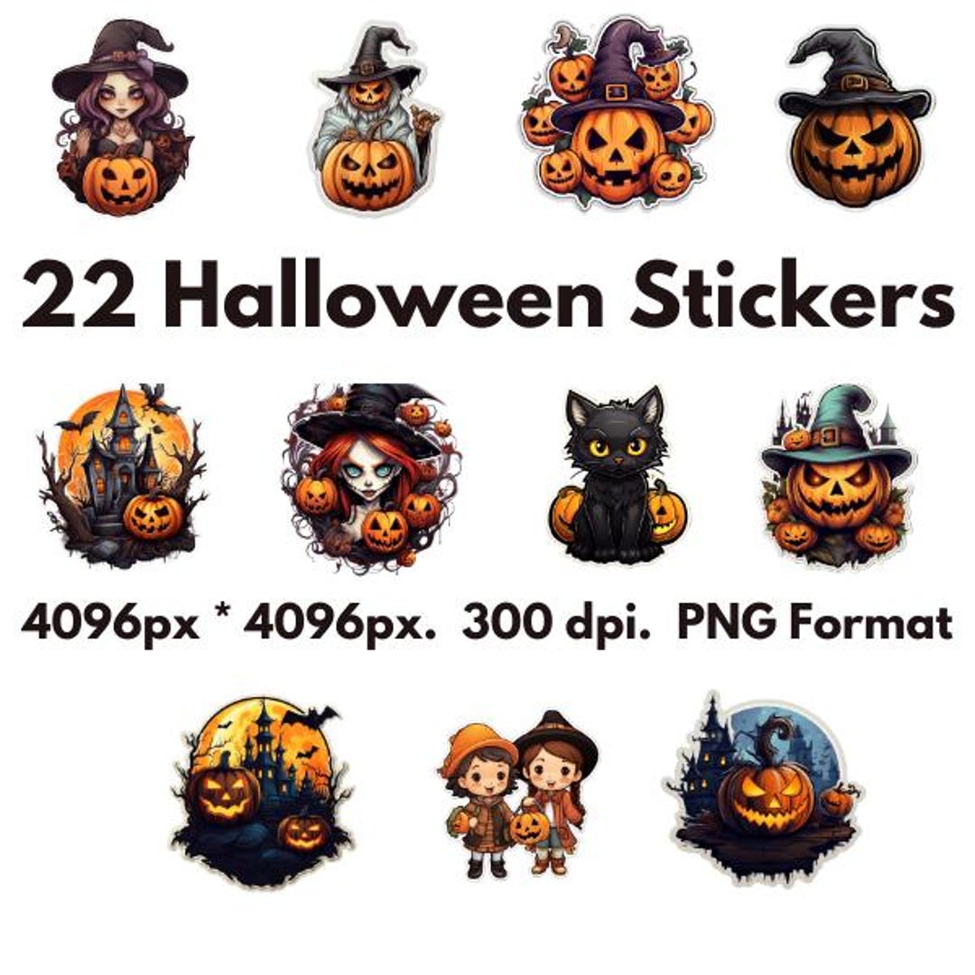 22 Halloween Stickers - PNG Format - Etsy