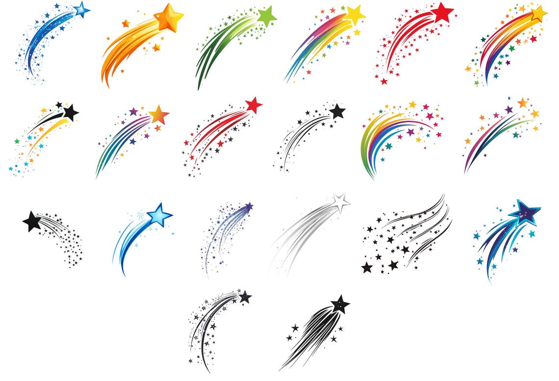 20 Shooting Stars Clipart - PNG & TIFF Formats - Etsy