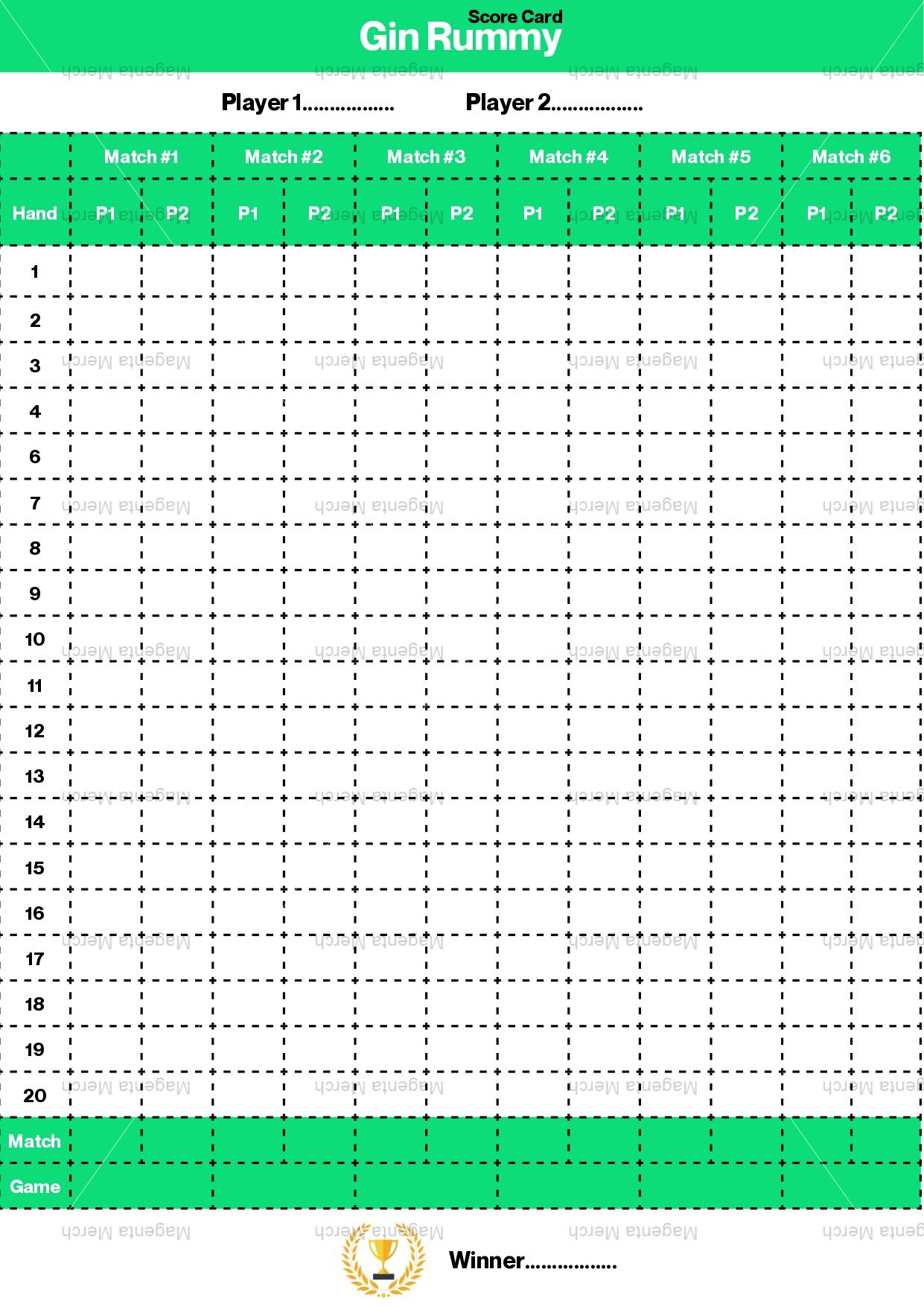 Printable Score Card Compatible With Gin Rummy - A4 & US Letter PDF Formats - Etsy