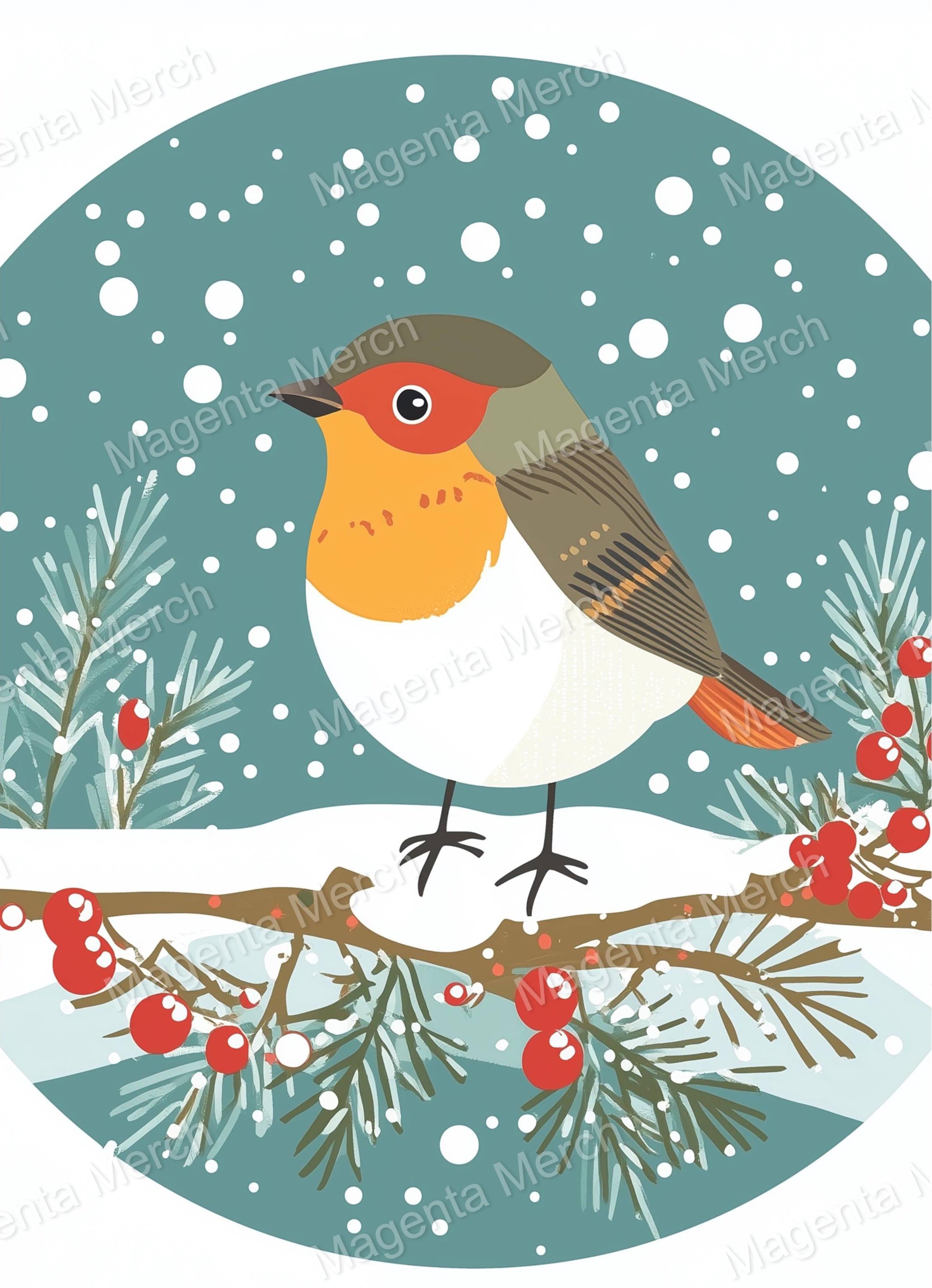 Printable Christmas Cards - Robins and Birds - A4 + 5" X 5" Pngs - Etsy