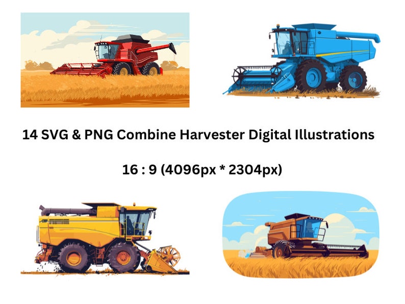 14 Combine Harvester Illustrations SVG & PNG Formats - Etsy