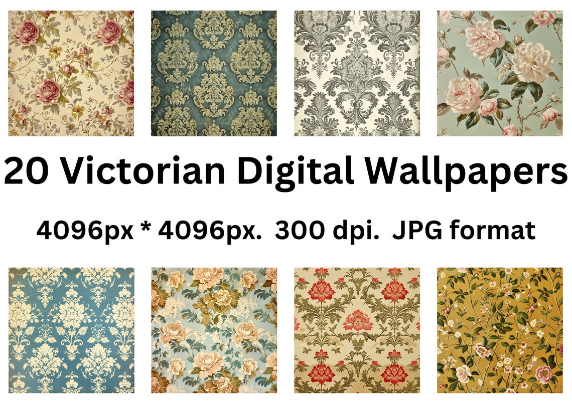 20 Printable Victorian Wallpapers JPG Format - Etsy