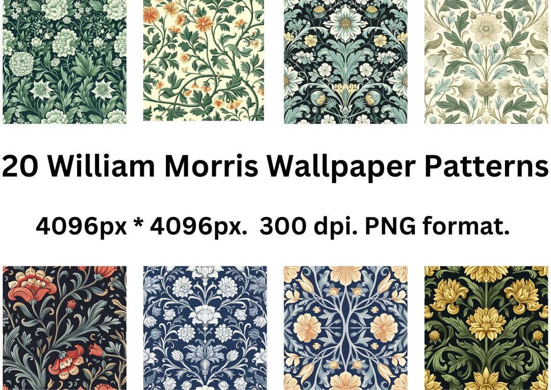 20 William Morris Wallpaper Patterns PNG Format - Etsy