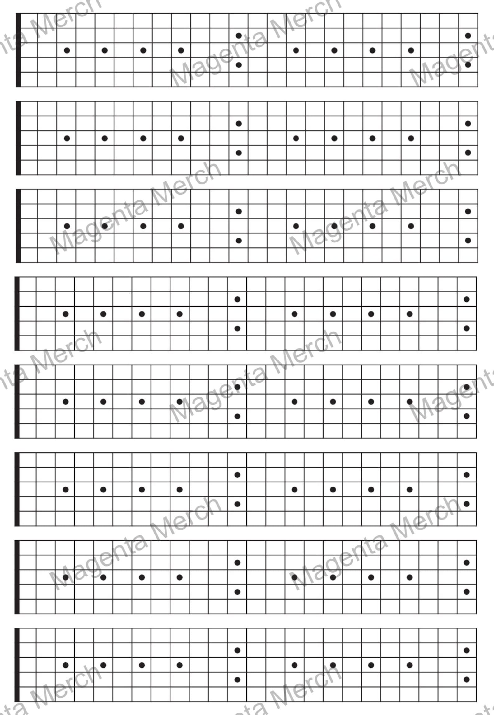 Printable Six String Guitar Fretboards - A4 & US Letter PDF Formats - Etsy