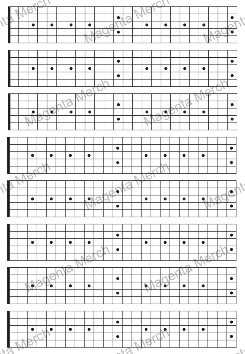 Printable Six String Guitar Fretboards A4 & US Letter PDF Formats - Etsy