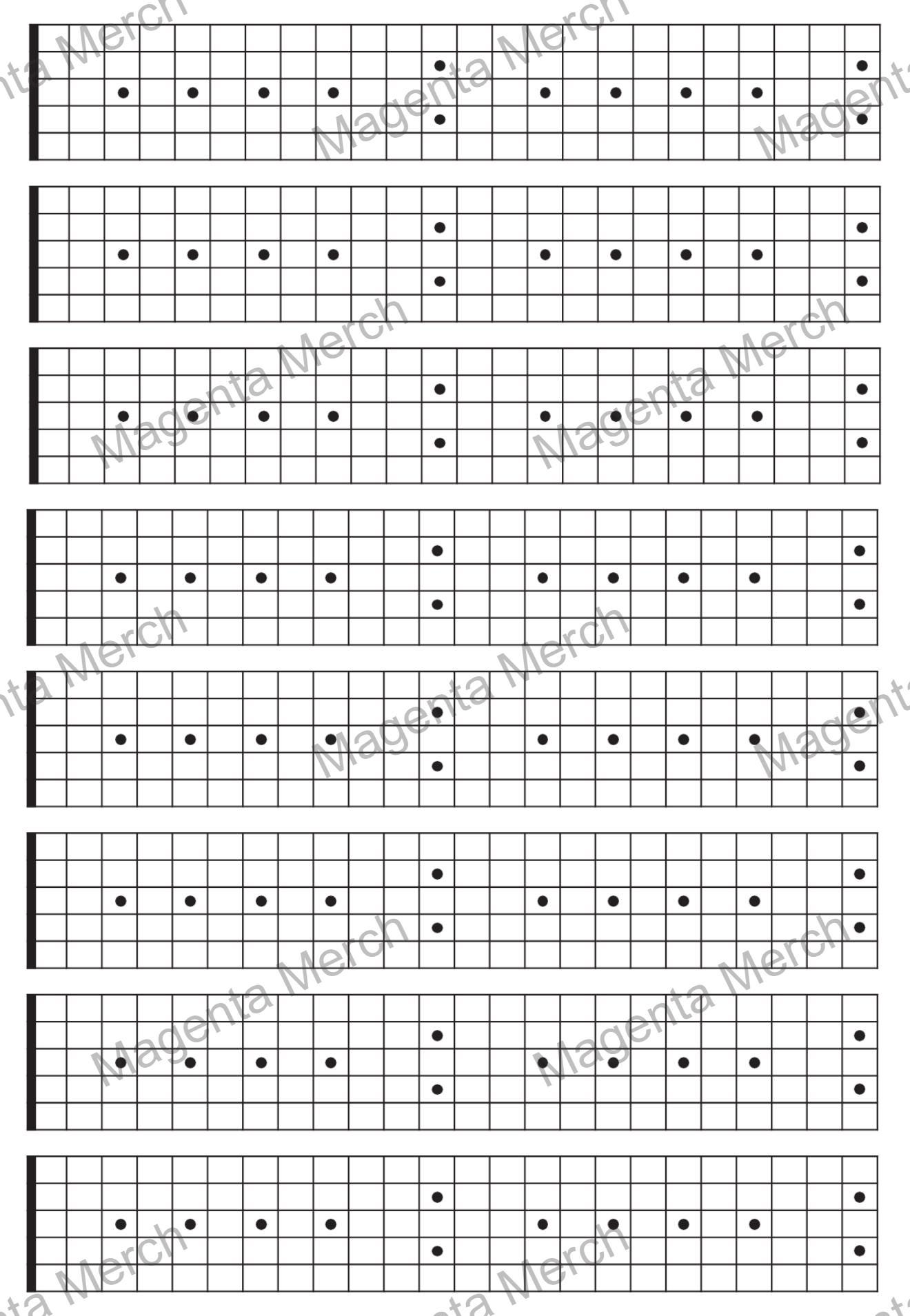 Printable Six String Guitar Fretboards - A4 & US Letter PDF Formats - Etsy