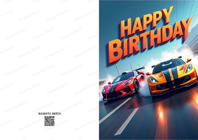 Printable Motorsport - Racing Car Birthday Card - A4, US Letter & 7 X 5 ...