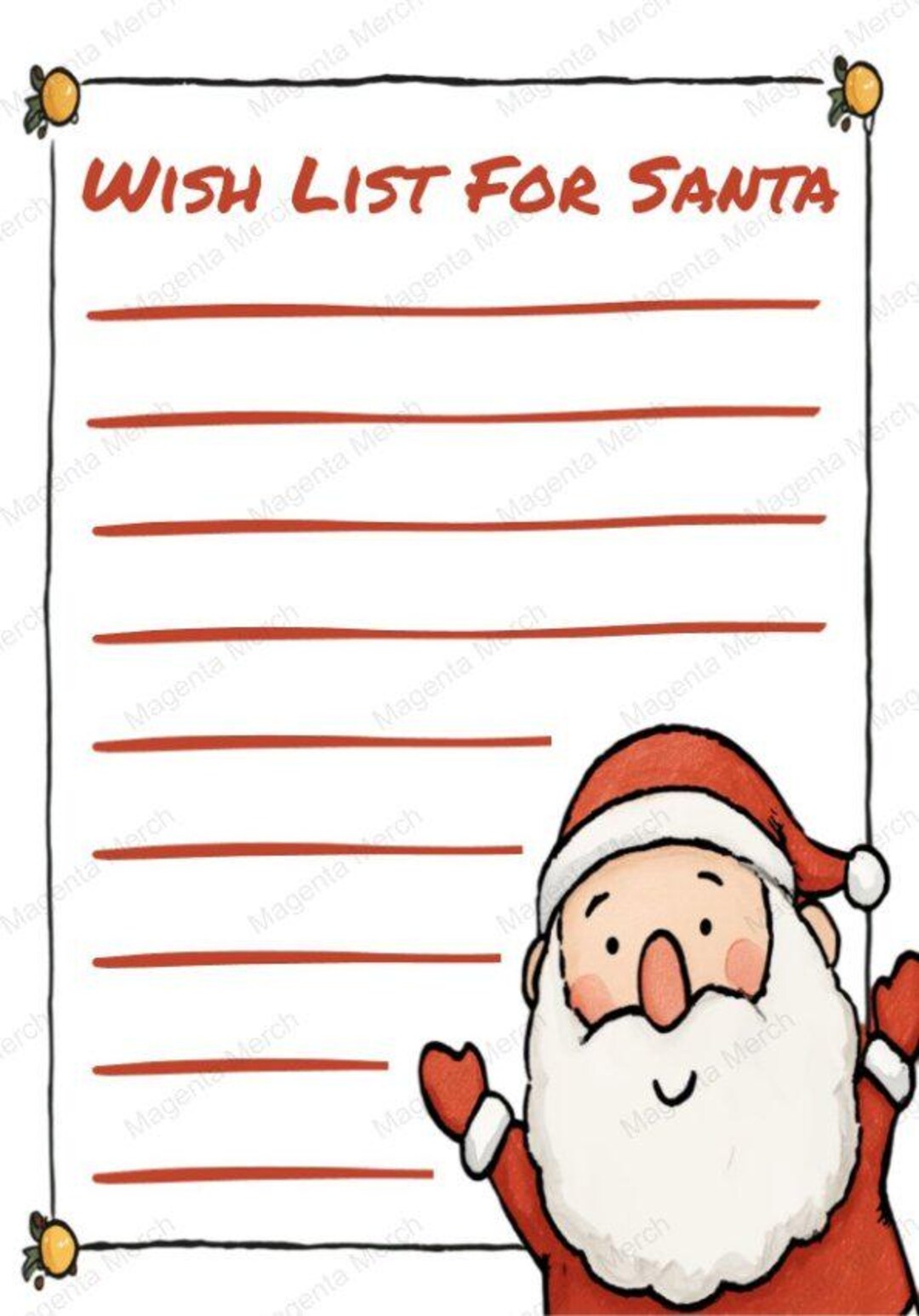 Printable Christmas Wishlist for Santa - A4 & US Letter PDF Formats - Etsy