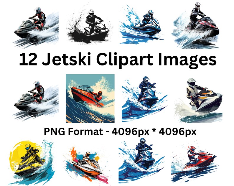 12 Jetski Clipart Images - PNG Format - Etsy