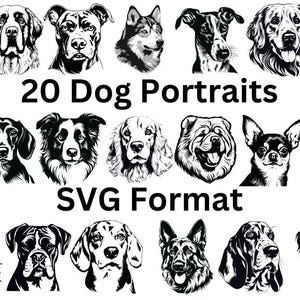 20 Dog Portraits - SVG Format - Etsy