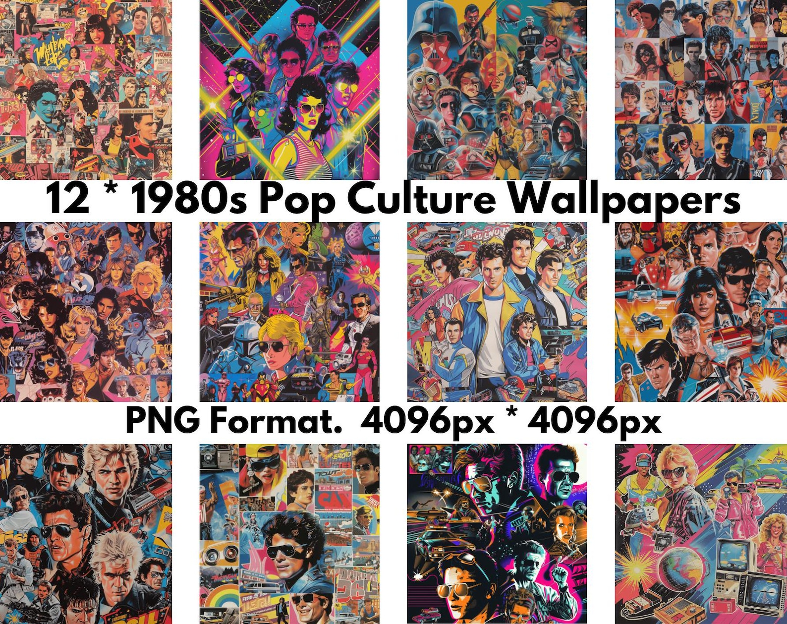 12 1980s Pop Culture Wallpapers - PNG Format - Etsy