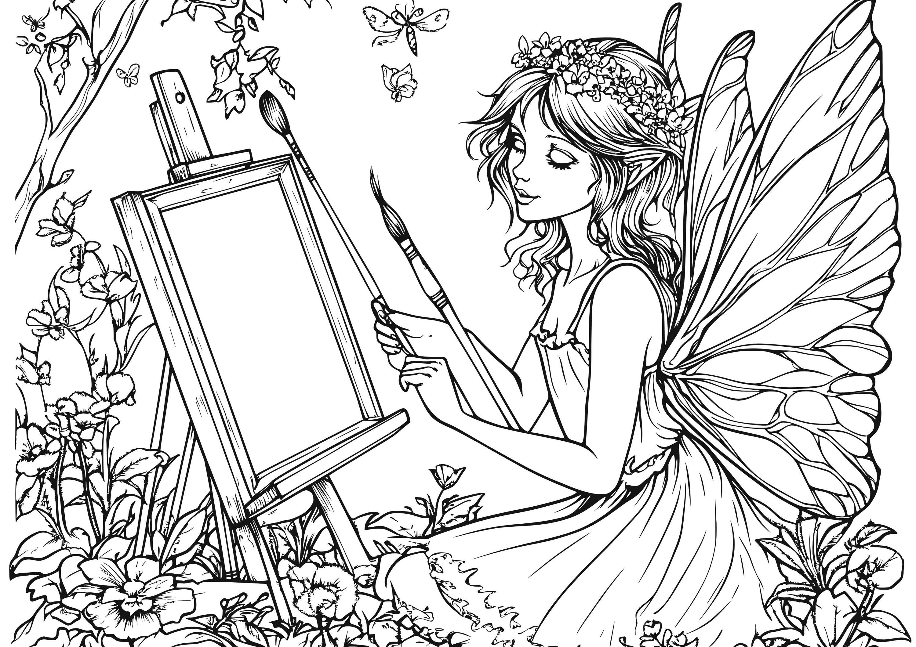 20 Printable Fairy Colouring Pages - A4 & US Letter PDF Formats - Etsy