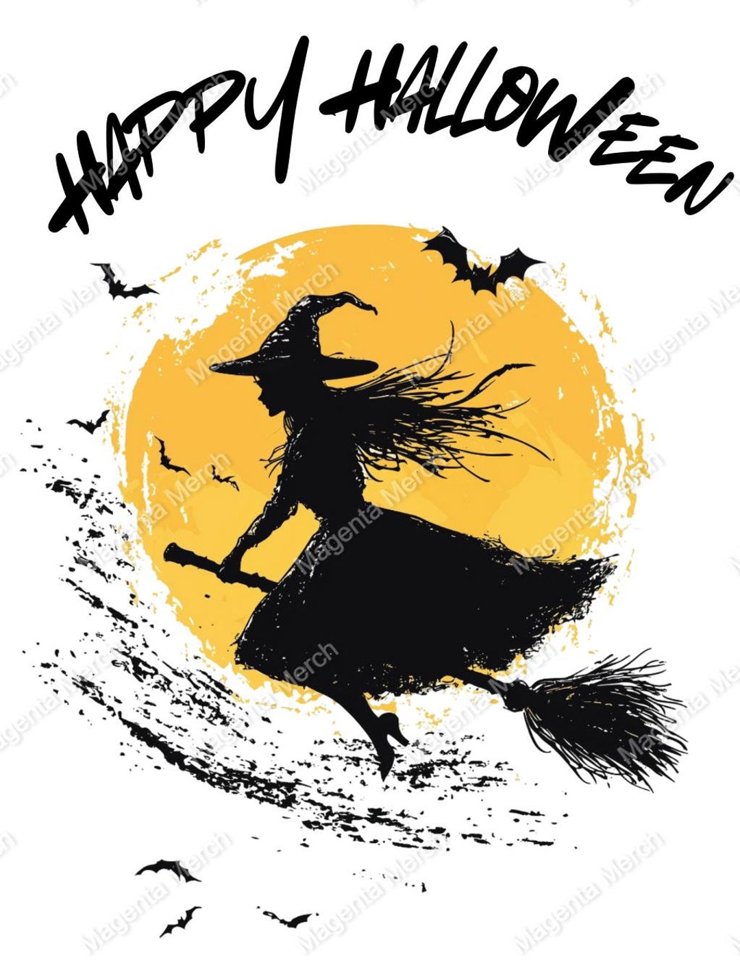 Printable Witch on Broomstick Happy Halloween Card - A4 & US Letter PDF ...