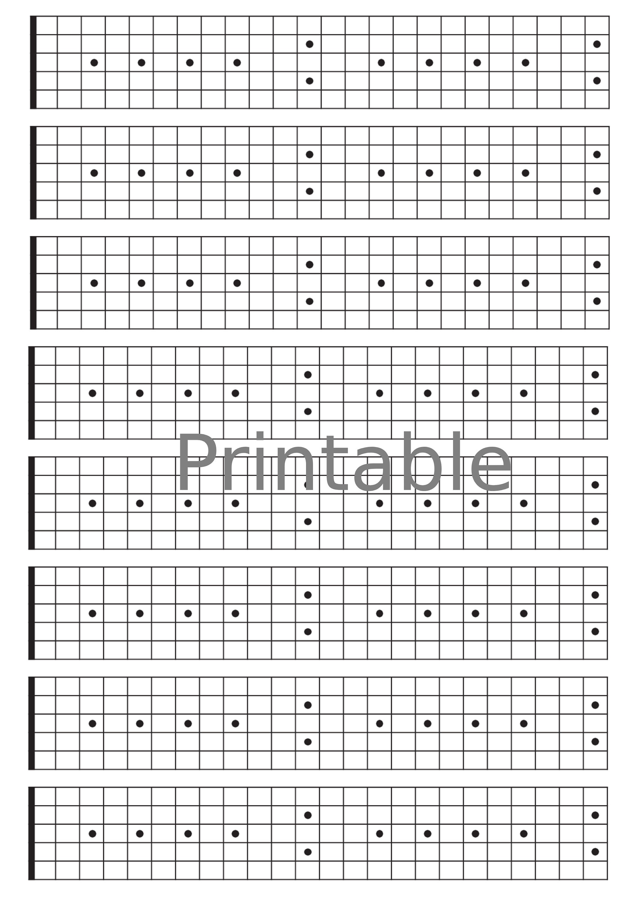 Printable Six String Guitar Fretboard Pdfs. 8 Fretboards per Page. - Etsy