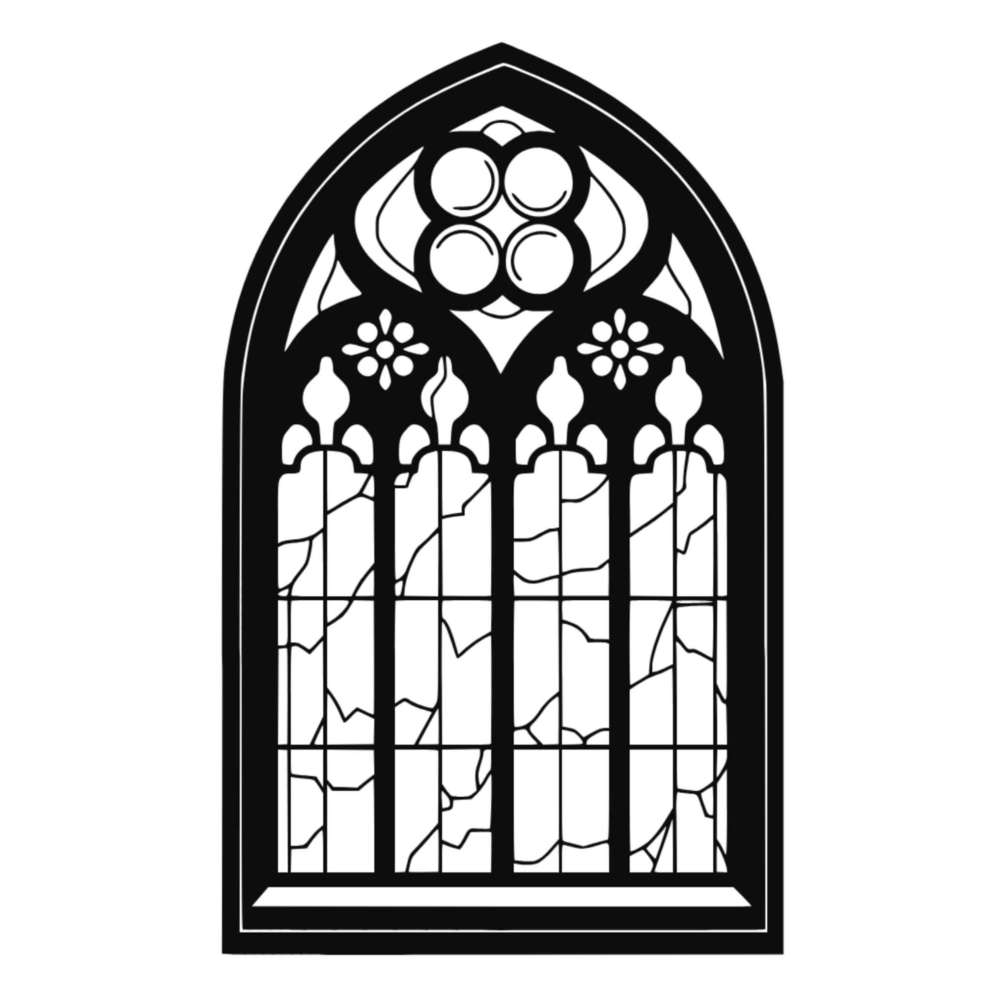 20 Monochrome Stained Glass Windows - PNG, JPG & SVG Formats - Etsy
