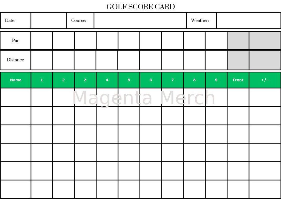 18 Hole Golf Printable Score Card A4 PDF Format - Etsy Australia